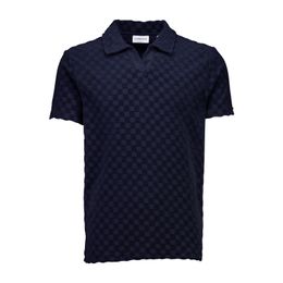 Poloshirt LINDBERGH "Poloshirt Relaxed Fit", Herren, Gr. M, navy, Obermaterial: 83% Baumwolle, 17% Polyester, l&auml;ssig geschnitten, V-Ausschnitt, Shirts