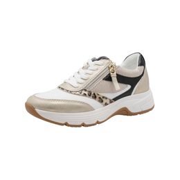 Sneaker Tamaris "Tamaris Sneaker Leder/Textil", Damen, Gr. 37, beige, Leder, Textil, Schuhe Sneaker