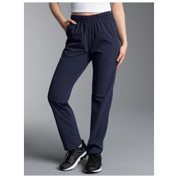 Jerseyhose TRIGEMA "TRIGEMA Freizeithose mit elastischer Kordel", Damen, Gr. XXL, Normalgr&ouml;&szlig;en, blau (navy), Web, 74% Nylon, 26% Elastan, Hosen Jerseyhose