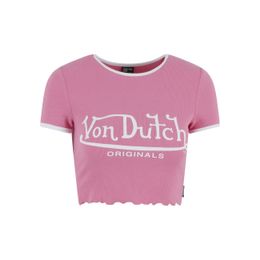T-Shirt Von Dutch "Von Dutch AMI SHIRTS", Damen, Gr. L, pink, 96% Baumwolle, 4% Elasthan, bedruckt, normal, Rundhals, Shirts T-Shirt