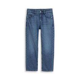 Straight-Jeans Tom Tailor, Jungen, Gr. 158, N-Gr, used mid stone blau denim, Denim/Jeans, Obermaterial: 100% Baumwolle. Futter: 100% Baumwolle, unifarben, straight fit lang, Jeans Straight-Jeans, im Five-Pocket Style