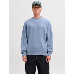 Jack & Jones Sweatshirt JACK & JONES "JJEARCHIVE GRAPHIC SWEAT CREW NECK NOOS", Herren, Gr. S, blau mirage, angeraute Sweatware, Obermaterial: 80% Baumwolle, 20% Polyester, bedruckt, normal, Rundhals, Rippb&uuml;ndchen, Sweatshirts Sweatshirt, Baumwollmischung, relaxed fit