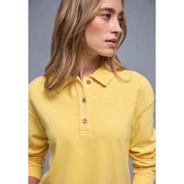 Langarmshirt Street One, Damen, Gr. 40, bloom gelb meliert, Stoff, 72% Polyester, 22% Viskose, 6% Elasthan, unifarben, comfort fit normal, hoch geschlossener Ausschnitt, B&uuml;ndchen, Shirts Langarmshirt, Jersey