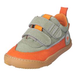 QNUFFS Jungen Barfu&szlig;schuh "Erle", Gr. 26orange, eukalyptus, Schuhe, Klettschuh, Sneaker mit Nullsprenung, Gr&ouml;&szlig;enschablone zum Download