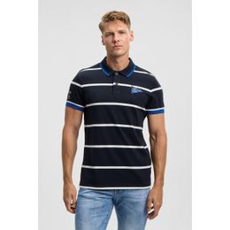 Poloshirt CAMP DAVID, Herren, Gr. XL, blau, Piqu&eacute;, Material: 100% Baumwolle, bedruckt, gestreift, regular fit normal, hoch geschlossener Ausschnitt, eingesetzt B&uuml;ndchen, Shirts, aus Baumwolle