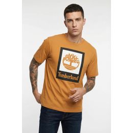 T-Shirt Timberland "STACK LOGO Colored Short Sleeve Tee", Herren, Gr. M, wheat boot, Jersey, Obermaterial: 100% Baumwolle, Rundhals, Shirts T-Shirt, UNISEX