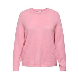 Strickpullover Only CARMAKOMA "CARMILOUZ LS RIB PULLOVER KNT", Damen, Gr. XL, romance rose, Strick, Obermaterial: 100% Polyacryl, unifarben, Rundhals, Rippstrickb&uuml;ndchen, Pullover Strickpullover