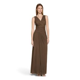 Abendkleid Vera Mont "Damen mit V-Ausschnitt", Damen, Gr. 46, Normalgr&ouml;&szlig;en, braun diamond, Netz, Obermaterial: 92% Polyamid, 8% Elasthan. Futter: 100% Polyester, figurbetont lang, V-Ausschnitt, Kleider Abendkleid, Falten
