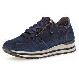 Keilsneaker Gabor "Turin", Damen, Gr. 38, blau (nachtblau), Lackleder, Ziegenveloursleder, Schuhe, Freizeitschuh, Halbschuh, Schn&uuml;rer, gepolsterter Schaftrand, H-Weite