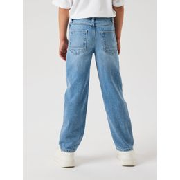 Straight-Jeans name it "NKMRYAN STRAIGHT JEANS 5950-DM NOOS", Jungen, Gr. 134, N-Gr, blau (light blau denim), Denim/Jeans, Obermaterial: 100% Baumwolle, Abriebeffekte, straight fit kn&ouml;chellang, Jeans Straight-Jeans