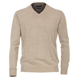 Strickpullover Casamoda "Casamoda Pullover uni", Herren, Gr. L, beige (champagner beige), 100% Baumwolle, Pullover Strickpullover