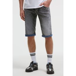 Jeansshorts CAMP DAVID, Herren, Gr. 32, Kurz, blau grau jogg, Sweatware, Material: 68% Baumwolle, 16% Polyester, 14% Lyocell, 2% Elasthan, Zusatz: Enth&auml;lt nichttextile Teile tierischen Ursprungs (Badge), unifarben, regular fit, Jeans Jeansshorts, mit normaler Leibh&ouml;he