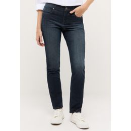 Straight-Jeans Angels "CICI", Damen, Gr. 46, L&auml;nge 32, rinse night blau used, Web, Obermaterial: 89% Baumwolle, 8% Polyester, 3% Elasthan, slim fit normal, Jeans Straight-Jeans, in Slim Fit-Passform