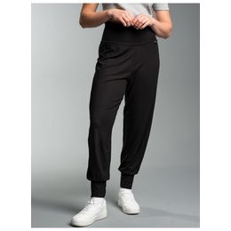 Haremshose TRIGEMA "TRIGEMA Lange Wellnesshose", Damen, Gr. XXL, US-Gr&ouml;&szlig;en, schwarz, Single Jersey, 94% Viskose, 6% Elasthan, Hosen Haremshose