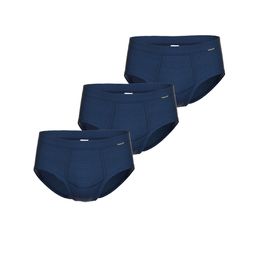 Slip Ammann "3er Pack Slip mit Eingriff Day Classic / Jeans Feinripp", Herren, Gr. 9, blau (dunkelblau), Obermaterial: 75% Baumwolle CO. 25% Polyester PES., Unterhosen Slip