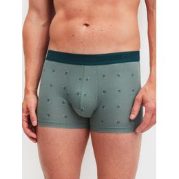 Boxer Calida "Grafic Cotton", Herren, Gr. S (46/48), laurel gr&uuml;n, Single Jersey, Obermaterial: 90% Baumwolle, 10% Elasthan, k&ouml;rpernah, Unterhosen, ohne Eingriff, mit Softgummibund, Single-Jersey, elastisch