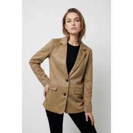 Lederimitatjacke Only "ONLTULIP FAUX SUEDE BLAZER CC OTW", Damen, Gr. XL, cognac, Web, Obermaterial: 90% Polyester, 10% Elasthan, unifarben, normal, V-Ausschnitt, Jacken, aus Wildlederimitat