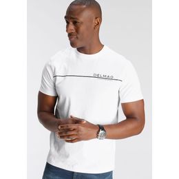 T-Shirt DELMAO, Herren, Gr. M (48/50), wei&szlig;, Single Jersey, Obermaterial: 100% Baumwolle, bedruckt, normal, Rundhals, abgesteppte Kante, Shirts T-Shirt, Kurzarm, mit coolem Print, Rundhalsausschnitt, aus 100% Baumwolle