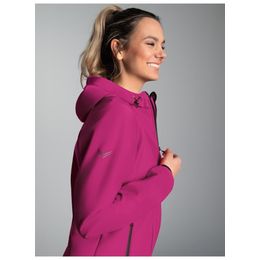 Softshelljacke TRIGEMA "TRIGEMA Taillierte Softshell&ndash;Kapuzenjacke", Damen, Gr. XXL, pink (hibiskus), Stoff, 88% Polyamid, 12% Elastan, lang, Jacken Softshelljacke