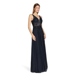 Abendkleid Vera Mont "Damen im Glitzer-Look", Damen, Gr. 34, Normalgr&ouml;&szlig;en, night sky, Mesh, Obermaterial: 100% Polyester; Besatz: 100% Polyamid; Futter: 100% Polyester, figurumspielend lang, V-Ausschnitt, Kleider Abendkleid