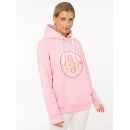 Zwillingsherz Damen Hoodie ""Seepferdchen""rosa, Gr. S, Sweatware, Obermaterial: 50% Baumwolle, 50% Polyester, Sweatshirts, runde Stickerei,