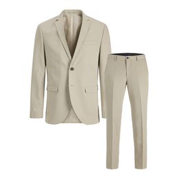 Jack & Jones Anzug JACK & JONES "JPRFRANCO Extra schmal, pflegeleicht, stilvoll mit fallendem Revers", Herren, Gr. 46, N-Gr, aluminum, Web, Obermaterial: 78% Polyester, 17% Viskose, 5% Elasthan, unifarben, slim fit, Anz&uuml;ge, Materialmix, slim fit, Topseller