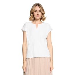 BETTY & CO Kurzarmshirt BETTY & CO "Damen mit Plissee", Damen, Gr. L, wei&szlig; (rohwei&szlig;), Obermaterial: 97% Polyester, 3% Elasthan, figurumspielend normal, Rundhals, Shirts, Plissee