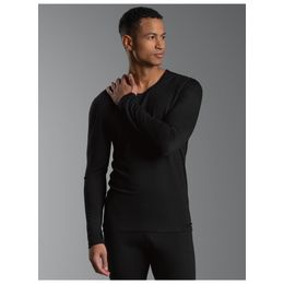 Longsleeve TRIGEMA "TRIGEMA Sportshirt aus Merinowolle", Herren, Gr. L, schwarz, Stoff, 80% Wolle (Merinowolle), 20% Polyamid, normal, Rundhals, Shirts