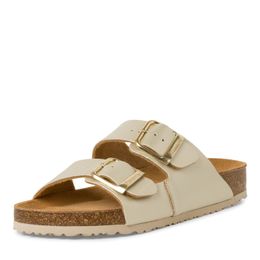 Pantolette Tamaris, Damen, Gr. 37, goldfarben, Lederimitat, leicht gl&auml;nzend, Basic, Schuhe Pantolette, Sommerschuh, Schlappen mit gepolstertem Fu&szlig;bett