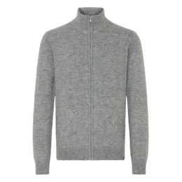 Strickjacke INDICODE "Strickjacke IDBercell", Herren, Gr. S, grau (light grau mix), Obermaterial: 58% Polyacryl PAN. 32% Polyester PES. 7% Wolle mw. 3% Elasthan EL., Strickjacken Strickjacke