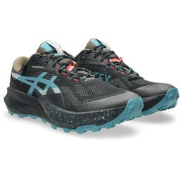 Trailrunningschuh asics "TRABUCO 14 Gore-Tex", Herren, Gr. 44,5, schwarz, misty pine, Synthetik, Schuhe, wasserdicht, profiliertes Gummi-Laufsohlenprofil, mit Schn&uuml;rung