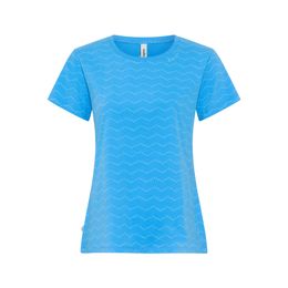 Kurzarmshirt Ragwear "MINTTA ZIG ZAG O", Damen, Gr. S, blau, Jersey, Obermaterial: 100% Baumwolle, bedruckt, normal, Rundhals, Shirts, mit Logoschriftzug
