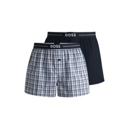 Webboxer BOSS "2P", Herren, Gr. S, blau (dunkelblau), Obermaterial: 100% Baumwolle, Unterhosen