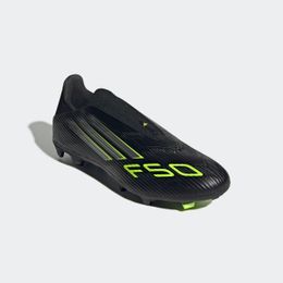 Fu&szlig;ballschuh adidas Performance "F50 LEAGUE LACELESS FIRM/MULTI-GROUND BOOTS", Herren, Gr. 48, schwarz (core schwarz, iron metallic, lucid lemon), Synthetik, Textil, Schuhe Fu&szlig;ballschuh, geeignet f&uuml;r Rasen- und Kunstrasenpl&auml;tze