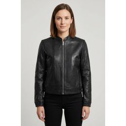 Lederjacke Mauritius "MWAshli", Damen, Gr. XL (42), schwarz, Obermaterial: 100% Schafsleder. Futter: 100% Polyester. &Auml;rmelfutter: 100% Polyester, unifarben, regular fit normal, elastischer Bund, Jacken, Blouson mit elastischen B&uuml;ndchen