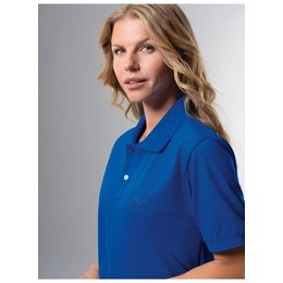 Poloshirt TRIGEMA "TRIGEMA Poloshirt DELUXE Piqu&eacute;", Damen, Gr. L, blau (royal), 100% Baumwolle, Basic, Shirts