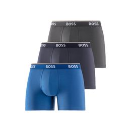 Boxer BOSS "Boxer 3 PACK", Herren, Gr. L (52), blau (blau, navy, anthrazit), Jersey, Obermaterial: 95% Baumwolle, 5% Elasthan, unifarben, Unterhosen, mit farblich passendem Webbund