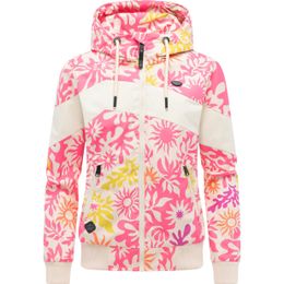Outdoorjacke Ragwear "Nuggie Block Flower", Damen, Gr. L (40), pink combo26, Au&szlig;enmaterial: 100% Polyester. Innenfutter: 100% Polyester, gerade h&uuml;ftbedeckend, eng Rippstrickb&uuml;ndchen, Jacken Outdoorjacke, modische Damen Freizeitjacke mit floralem Print