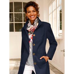 Langjacke Casual Looks, Damen, Gr. 50, blau (marine), 97% Baumwolle, 3% Elasthan, unifarben, Jacken Langjacke &Uuml;bergangsjacke