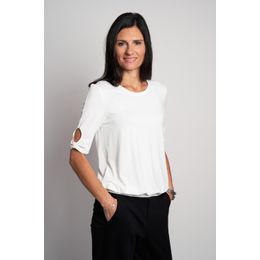 Rundhalsshirt Seidel Moden, Damen, Gr. 36, wei&szlig; (sanftes wei&szlig;,11), Jersey, Obermaterial: 95% Viskose, 5% Elasthan, Rundhals, mit Cut Outs, Shirts Rundhalsshirt, mit Cut-Out Details, MADE IN GERMANY
