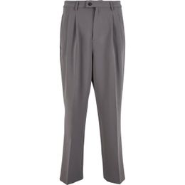 Stoffhose Urban Classics "Urban Classics Double Pleated Dressed Pants", Herren, Gr. 38, Normalgr&ouml;&szlig;en, cloudgrau, 94% Polyester, 6% Elasthan, unifarben, relaxed fit, Hosen Stoffhose