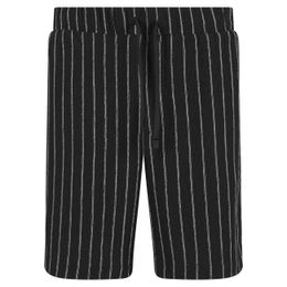 Shorts Urban Classics "Urban Classics Striped Crinkle Resort Shorts", Herren, Gr. L, US-Gr&ouml;&szlig;en, schwarz, sanftes wei&szlig;, 92% Polyester, 6% Viskose, 2% Elasthan, gestreift, normal, Hosen Shorts