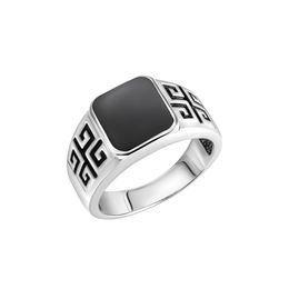 Fingerring Vivance "925/- Sterling Silber rhodiniert schwarzer Achat" Gr. 21, wei&szlig;, Fingerringe, Herren, 021 (66,1), Silber 925 (Sterlingsilber), Fingerring