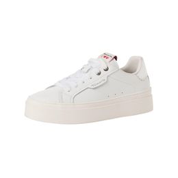 Plateausneaker Tamaris "Tamaris Sneaker Leder/Synthetik", Damen, Gr. 42, wei&szlig;, Leder, Synthetik, Schuhe Plateausneaker