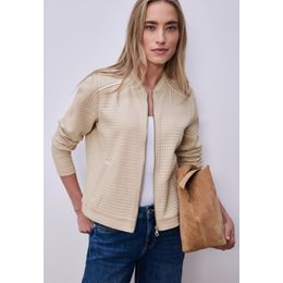 Sweatjacke Street One, Damen, Gr. 46, cotton beige, Web, 78% Baumwolle, 20% Polyester, 2% Elasthan, Strukturmuster, regular fit normal, Rundhals, B&uuml;ndchen, Sweatjacken Sweatjacke, aus elastischem Materialmix