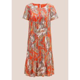 Madeleine Mode Sommerkleid MADELEINE "Plisseekleid Stilvolles Faltenkleid mit Paisley-Muster", Damen, Gr. 34, N-Gr, orange (blutorange, multicolor), Obermaterial: 100% Polyester PES., Modern, normal, Kleider Sommerkleid