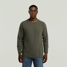 G-Star Raw Sweater G-STAR "Jirgi", Herren, Gr. XXL, grau (asfalt), Sweatware, Obermaterial: 65% Polyester, 35% Baumwolle, unifarben, normal, Rundhals, Raglan&auml;rmel angesetztes B&uuml;ndchen, Sweatshirts Sweater, mit Label-Detail auf der Brust