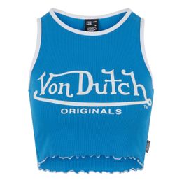 Muskelshirt Von Dutch "Von Dutch ASHLEY TOPS", Damen, Gr. XS, lightblau, 96% Baumwolle, 4% Elasthan, bedruckt, normal, Rundhals, Shirts
