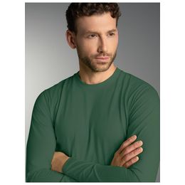 T-Shirt TRIGEMA "TRIGEMA Langarmshirt aus 100% Baumwolle", Herren, Gr. S, efeu, Single Jersey, 100% Baumwolle, Basic, lang, Rundhals, Shirts T-Shirt