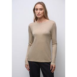 Street One Damen Langarmshirtsanded beige, Gr. 46, gl&auml;nzend, Stoff, 82% Viskose, 10% metallisierte Fasern, 8% Polyamid, Shirts, aus softem Materialmix